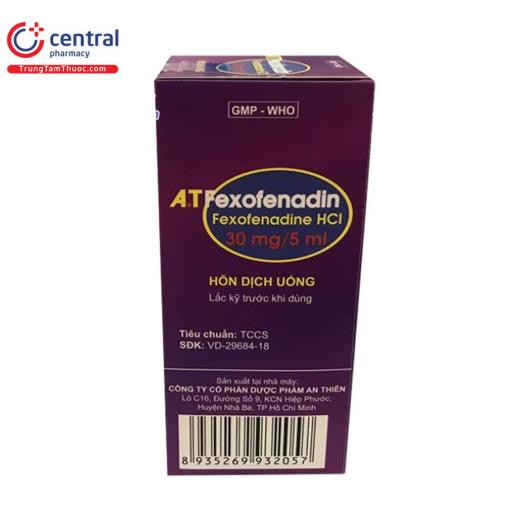 Thuốc A.T Fexofenadin (chai 30ml) có tác dụng chống dị ứng hiệu quả