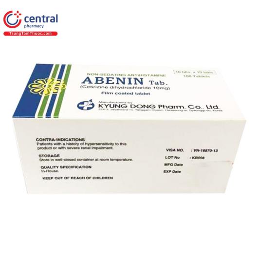 Thuốc Abenin Tab. có tác dụng chống dị ứng: liều dùng, giá bán