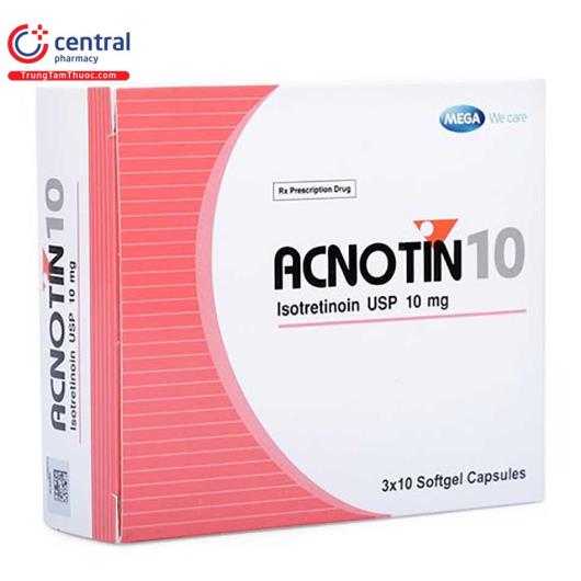 Thuốc trị mụn trứng cá Acnotin 10: tác dụng, liều dùng, lưu ý