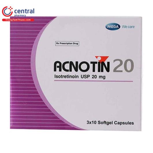 Thuốc trị mụn trứng cá Acnotin 20mg: liều dùng, cách dùng