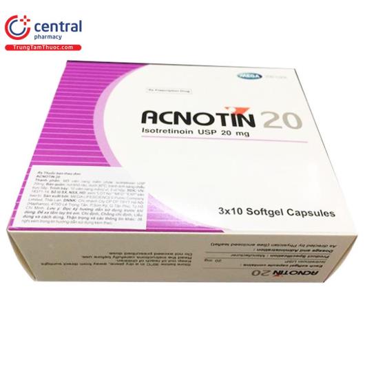 Thuốc trị mụn trứng cá Acnotin 20mg: liều dùng, cách dùng