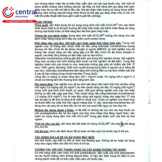 Thuốc Acular 5ml điều trị viêm mắt sau khi mổ đục thủy tinh thể