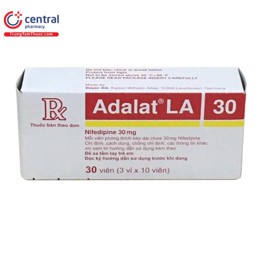 Thuốc Adalat LA 30mg: Thuốc điều trị tăng huyết áp và đau thắt ngực