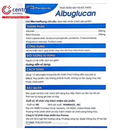 [CHÍNH HÃNG] Thuốc Albuglucan - Hỗ trợ sức khỏe miễn dịch cho cả nhà