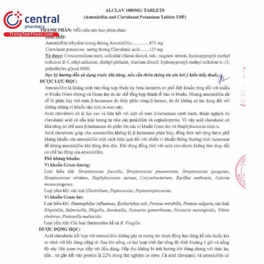 [CHÍNH HÃNG] Thuốc Alclav 1000mg Tablets điều trị nhiễm khuẩn hô hấp