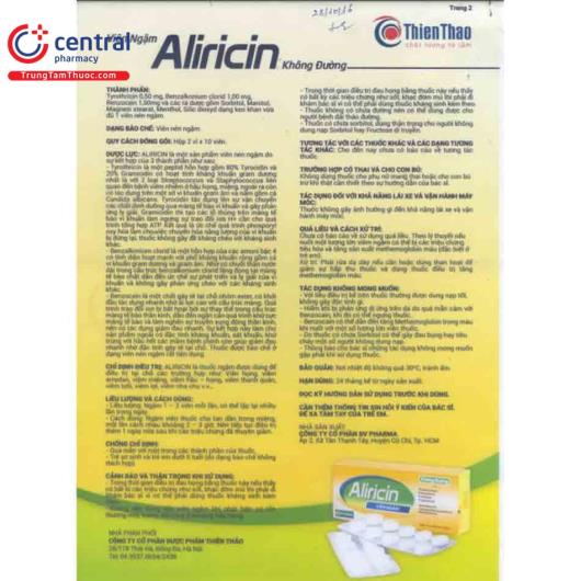 Viên ngậm Aliricin - Điều trị viêm tại chỗ trong khoang miệng