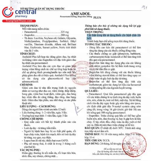 Thuốc Amfadol Plus: tác dụng, đối tượng sử dụng, liều dùng