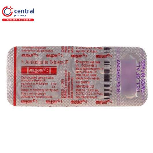 Thuốc Amlosun 5 điều trị tăng huyết áp, đau thắt ngực hiệu quả