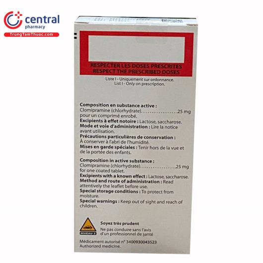 [CHÍNH HÃNG] Thuốc Anafranil 25mg Alfasigma - Thuốc trị trầm cảm