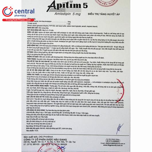 Thuốc Apitim 5 - Thuốc điều trị tăng huyết áp, đau thắt ngực hiệu quả