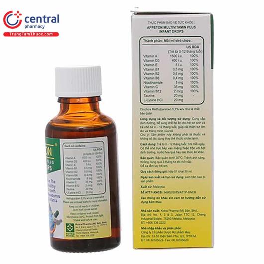 Thuốc Appeton Multivitamin Plus Infant Drops bổ sung vitamin cho bé