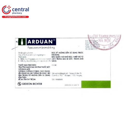 [CHÍNH HÃNG] Thuốc Arduan 4mg - Thuốc có tác dụng gây tê, gây mê