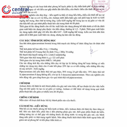 [CHÍNH HÃNG] Thuốc Arduan 4mg - Thuốc có tác dụng gây tê, gây mê