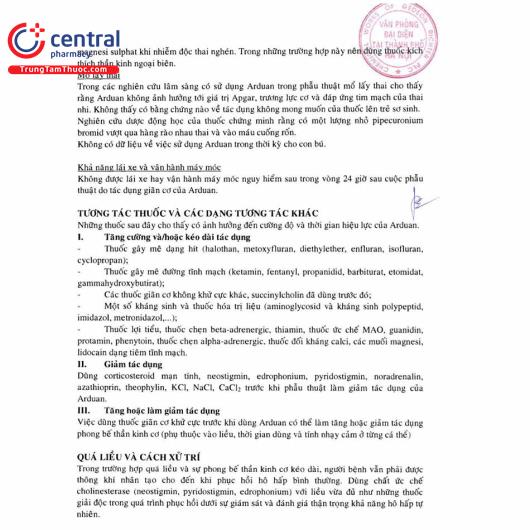 [CHÍNH HÃNG] Thuốc Arduan 4mg - Thuốc có tác dụng gây tê, gây mê