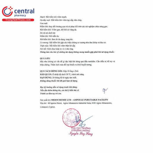 Thuốc Arnetine 50mg/2ml: Cách dùng - liều dùng, lưu ý khi sử dụng