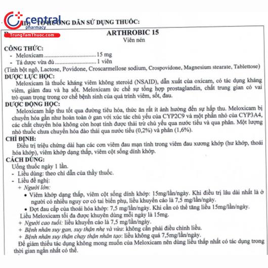 [CHÍNH HÃNG] Thuốc Arthrobic 15 Mekophar giảm đau xương khớp