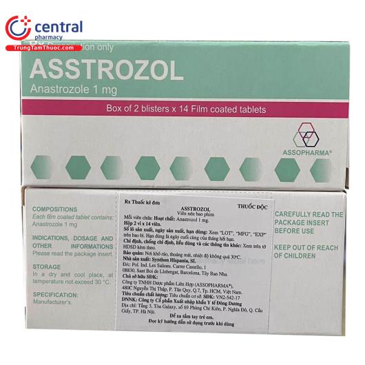 [CHÍNH HÃNG] Thuốc Asstrozol 1mg điều trị ung thư vú sau mãn kinh