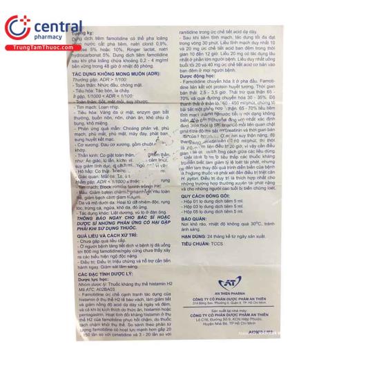 Thuốc A.T Famotidin 40 inj 40mg/5ml - Điều trị loét dạ dày, tá tràng