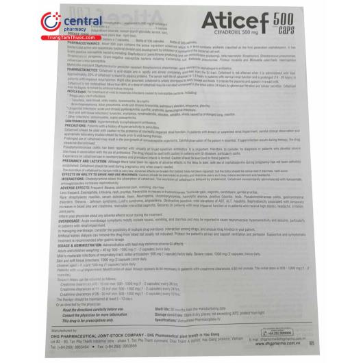 Thuốc Aticef 500mg (Cefadroxil) Dược Hậu Giang: điều trị nhiễm khuẩn