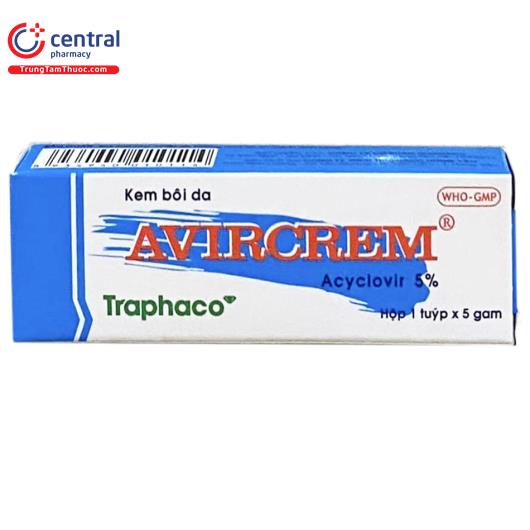 Thuốc Avircrem (Acyclovir 5g): tác dụng, liều dùng, cách dùng