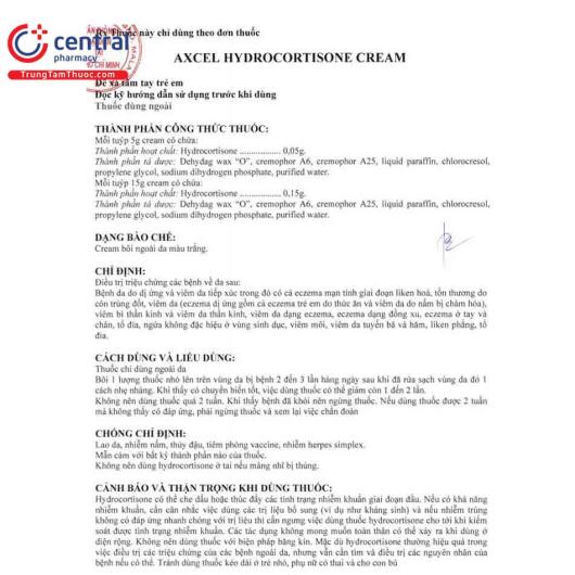 Thuốc Axcel Hydrocortisone Cream 15g - Không còn nỗi lo viêm da