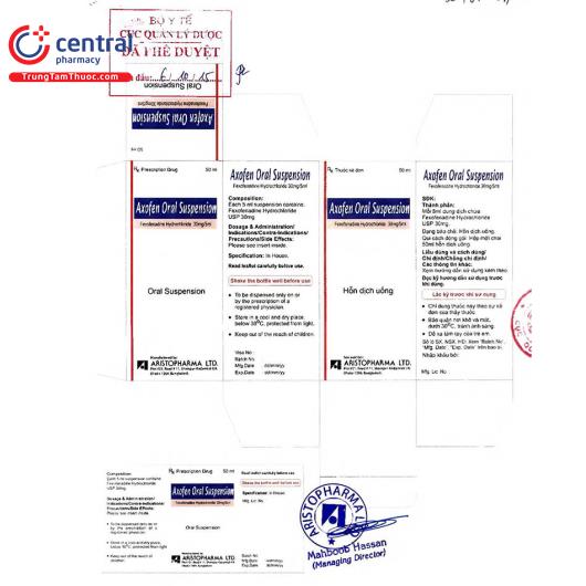 Thuốc Axofen điều trị viêm mũi dị ứng và nổi mề đay