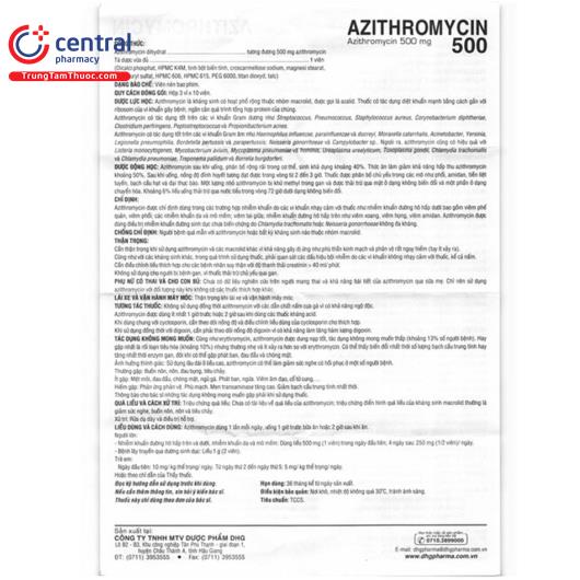 Thuốc Azithromycin 500 DHG - Thuốc điều trị nhiễm khuẩn hiệu quả