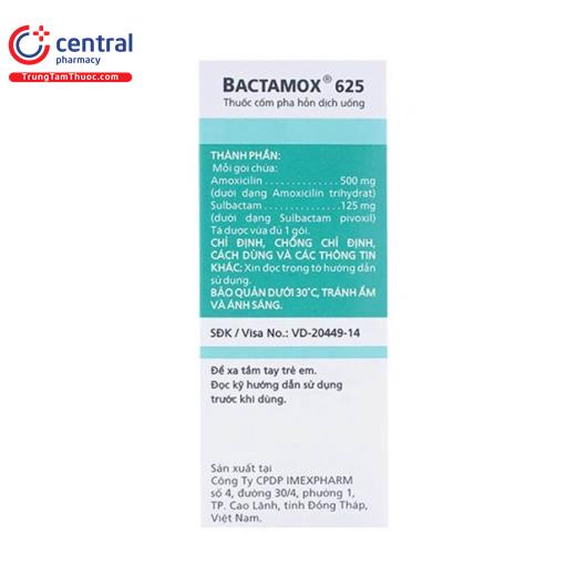 [CHÍNH HÃNG] Thuốc Bactamox 625 điều trị nhiễm khuẩn hô hấp