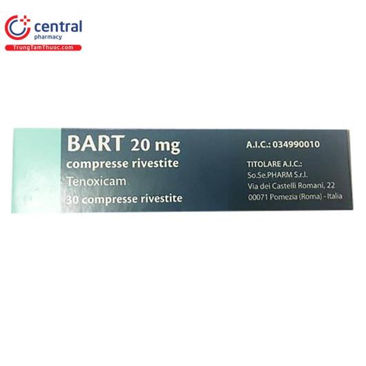 Thuốc điều trị bệnh xương khớp Bart 20mg: tác dụng, giá bán
