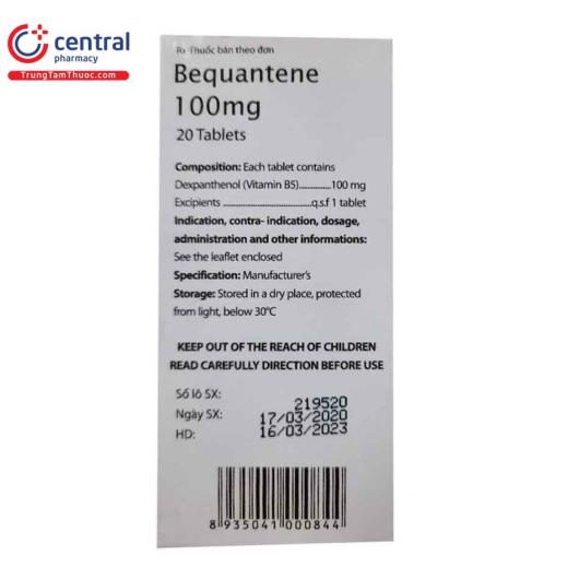 Thuốc Bequantene 100mg: Chỉ định, liều dùng và lưu ý sử dụng