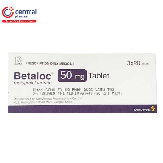 Thuốc Betaloc 50mg điều trị tăng huyết áp, đau thắt ngực