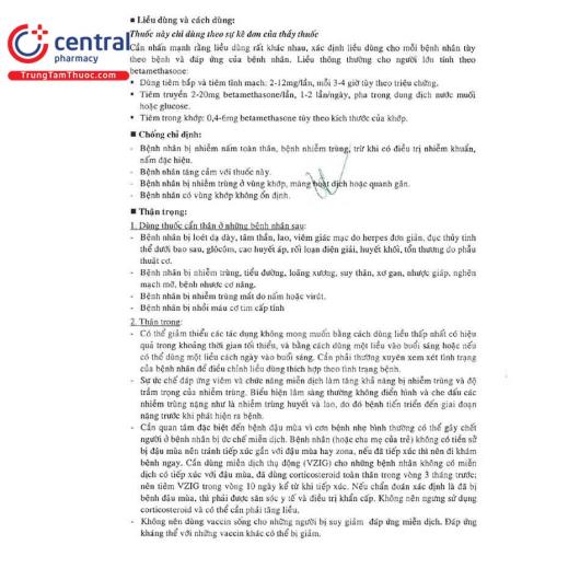 Thuốc Betene Injection 4mg/ml - điều trị viêm xương khớp