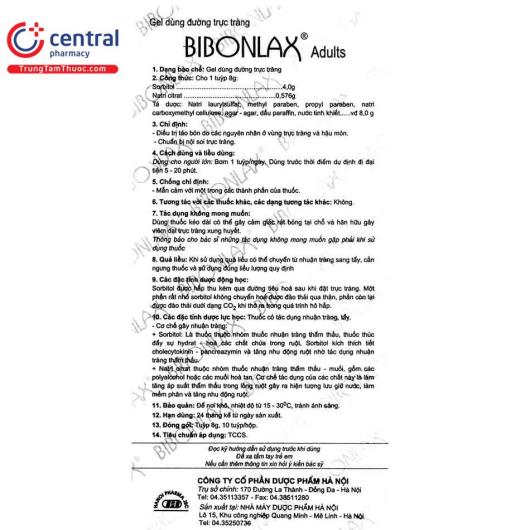 Thuốc Bibonlax Adults 8g - Thuốc có tác dụng điều trị táo bón