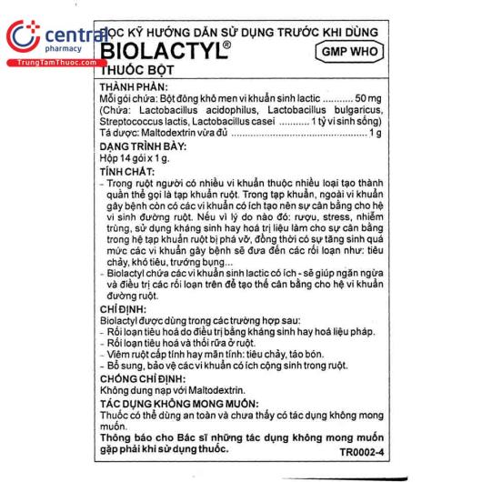 [CHÍNH HÃNG] Thuốc Biolactyl cung cấp lợi khuẩn cho hệ tiêu hóa khỏe