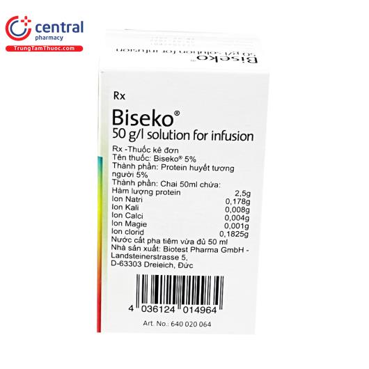 [CHÍNH HÃNG] Thuốc Biseko 50 g/l chai 50ml - Dung dịch tiêm truyền