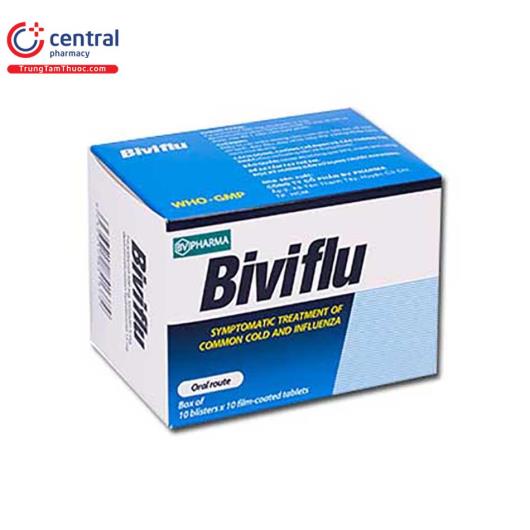 Thuốc Biviflu (hộp 10 vỉ x 10 v) - điều trị các triệu chứng cảm cúm