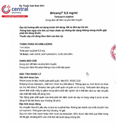 Thuốc Bricanyl 0.5mg/ml: tác dụng, cách dùng và lưu ý sử dụng