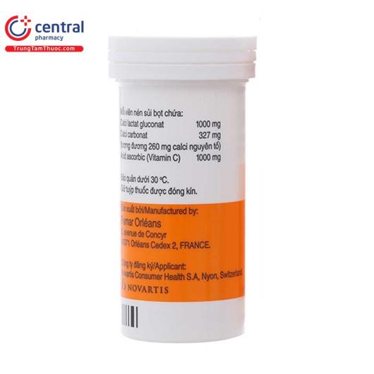 [CHÍNH HÃNG] Viên sủi Ca-C 1000 Sandoz Orange thêm Canxi, vitamin C