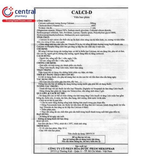Thuốc Calci-D Mekophar - Bổ sung Vitamin D và Calci cho cơ thể