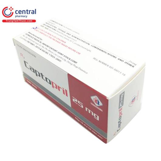 Thuốc Captopril 25mg Domesco điều trị tăng huyết áp, suy tim