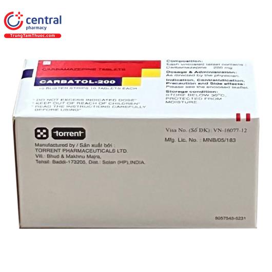 [CHÍNH HÃNG] Thuốc Carbatol-200 điều trị kích thích thần kinh quá mức