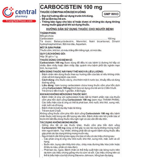 Thuốc Carbocistein 100mg Imexpharm điều trị bệnh hô hấp có đờm đặc