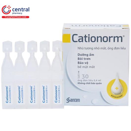 Dung dịch nhỏ mắt Cationorm 0.4ml: tác dụng, liều dùng, lưu ý.