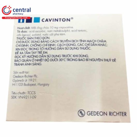 Thuốc Cavinton 5mg/ml trị rối loạn tuần hoàn máu não