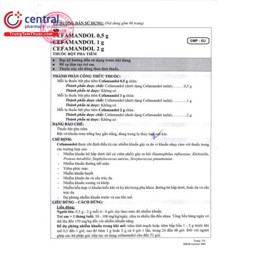 [CHÍNH HÃNG] Thuốc Cefamandol 1g - điều trị nhiễm khuẩn