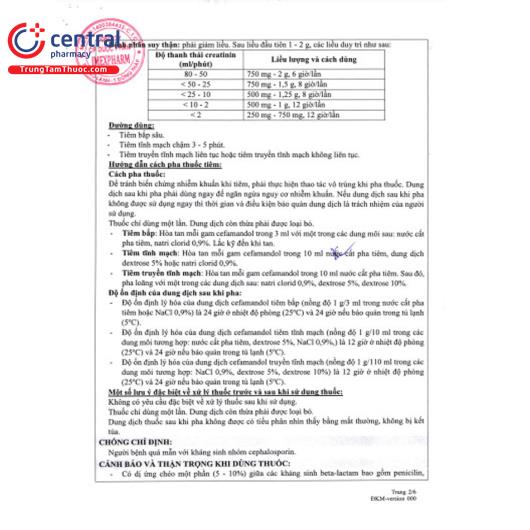 [CHÍNH HÃNG] Thuốc Cefamandol 1g - điều trị nhiễm khuẩn