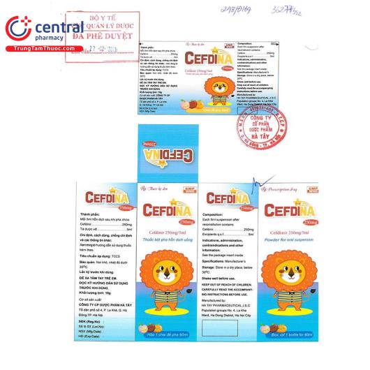 Thuốc Cefdina 250mg/5ml điều trị nhiễm khuẩn hô hấp và nhiễm khuẩn da