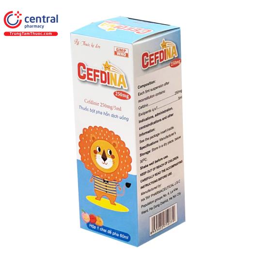 Thuốc Cefdina 250mg/5ml điều trị nhiễm khuẩn hô hấp và nhiễm khuẩn da