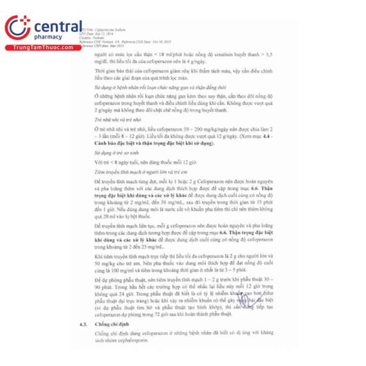 [CHÍNH HÃNG] Thuốc Cefobid 1g điều trị nhiễm khuẩn đường hô hấp