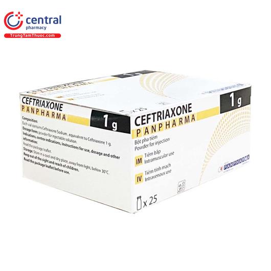 [CHÍNH HÃNG] Thuốc Ceftriaxone Panpharma 1g điều trị viêm màng não